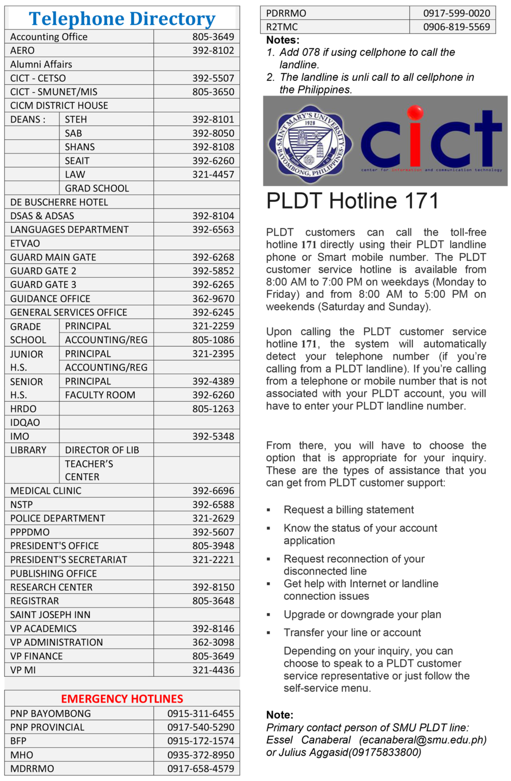 Telephone Directory - SMU Official Website