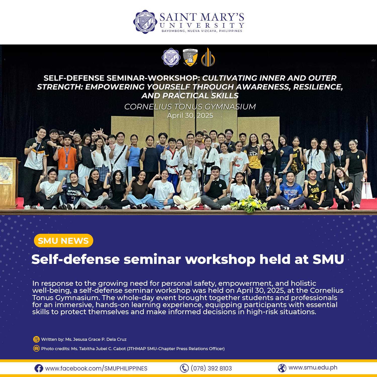 SMU Official Website | Self-defense seminar workshop held at SMU