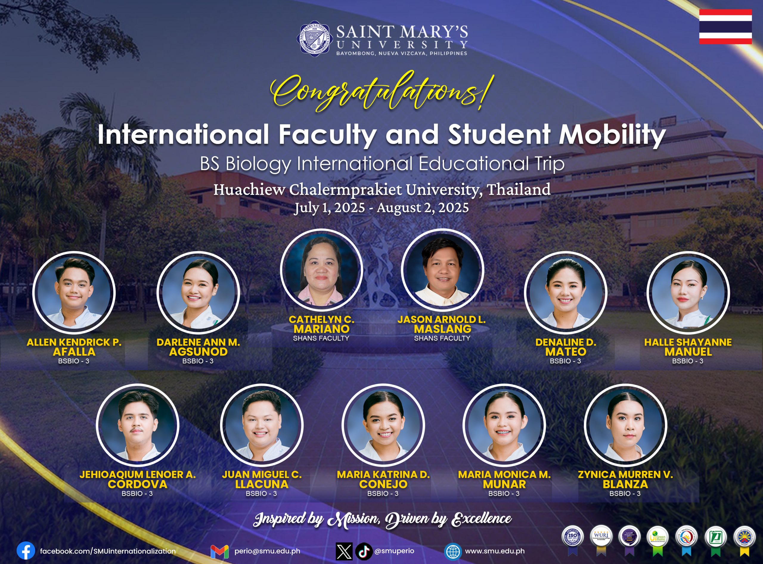 SMU sends BS Biology students and faculty on International Educational Trip to Thailand - SMU ...