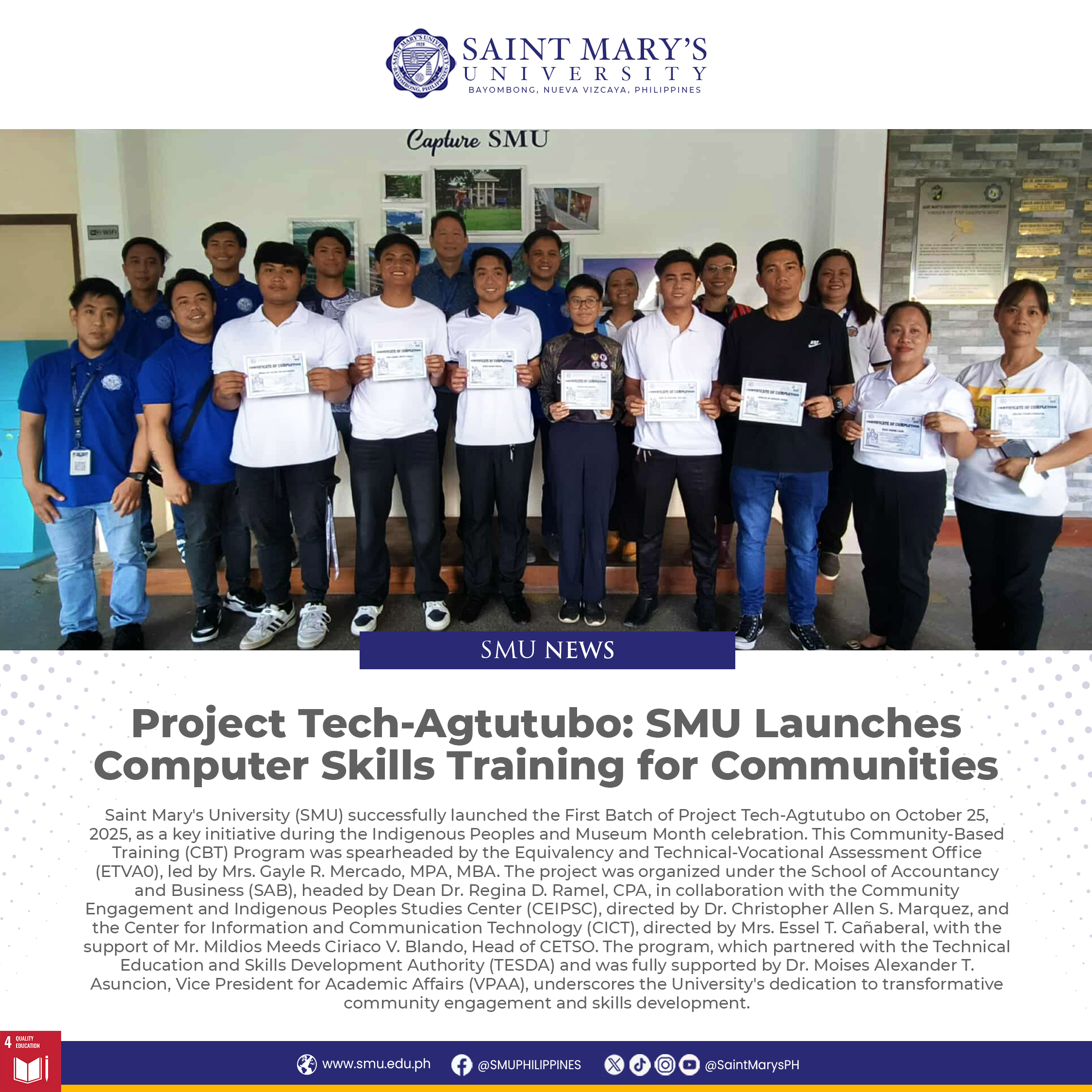 Project Tech-Agtutubo: SMU Launches Computer Skills Training for ...